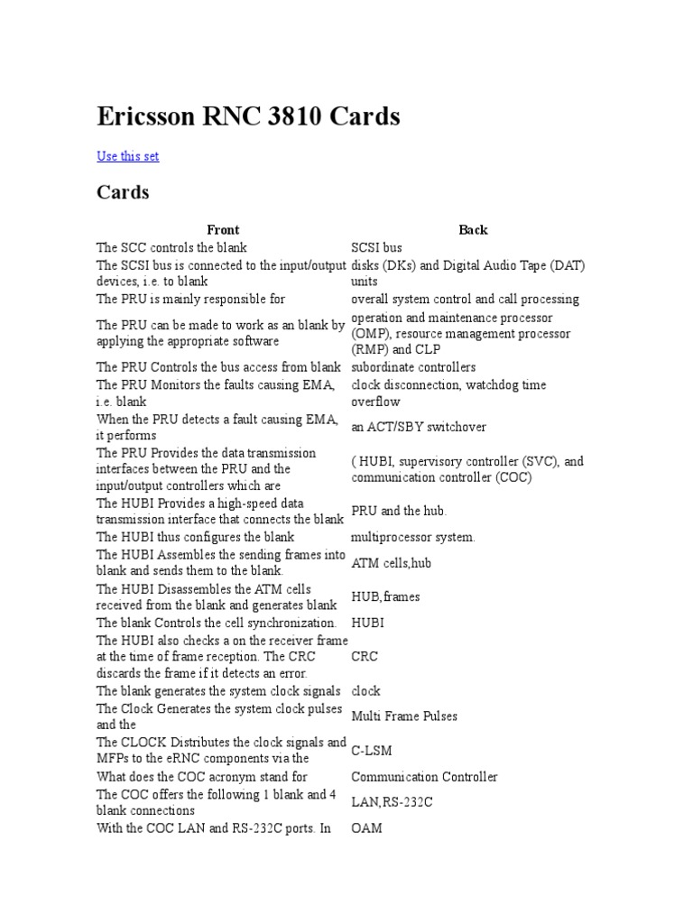 Ericsson RNC 3810 Cards | PDF | Media Technology | Internet Protocols