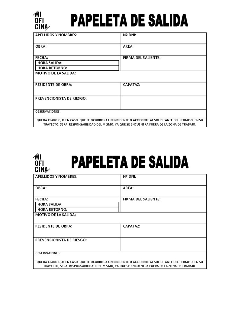 Papeleta de Salida | PDF