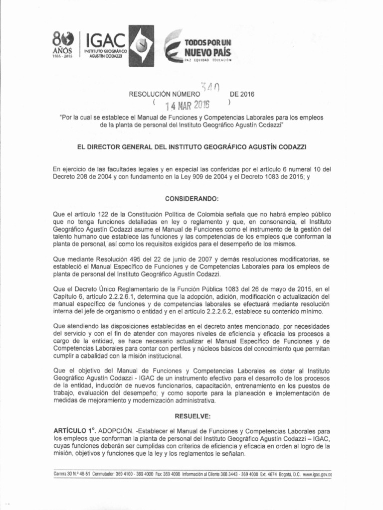 Manual de Funciones IGAC 2016 | PDF | Planificación | Regulación