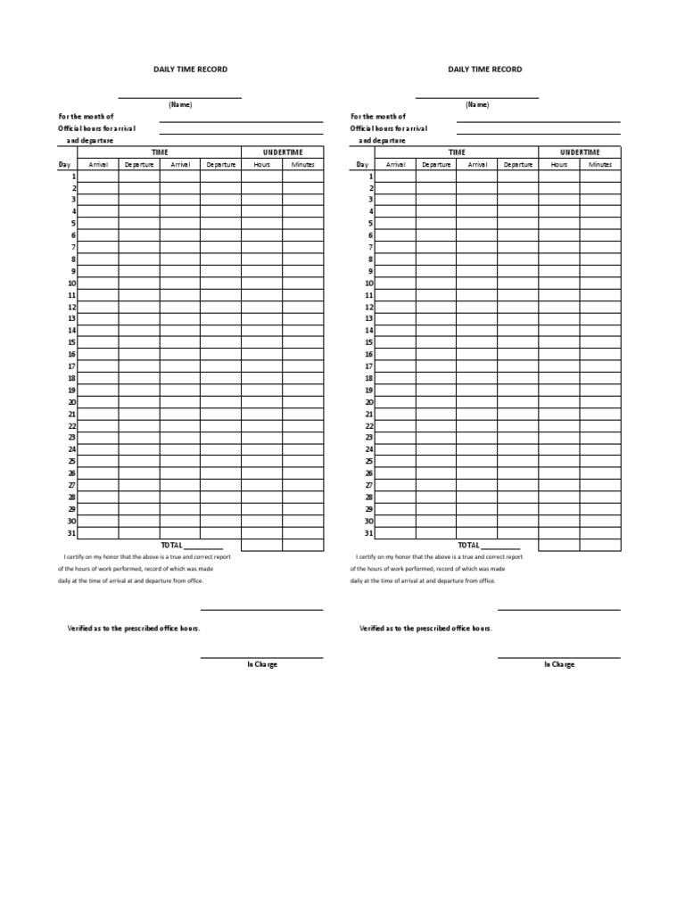 Daily Time Record | PDF