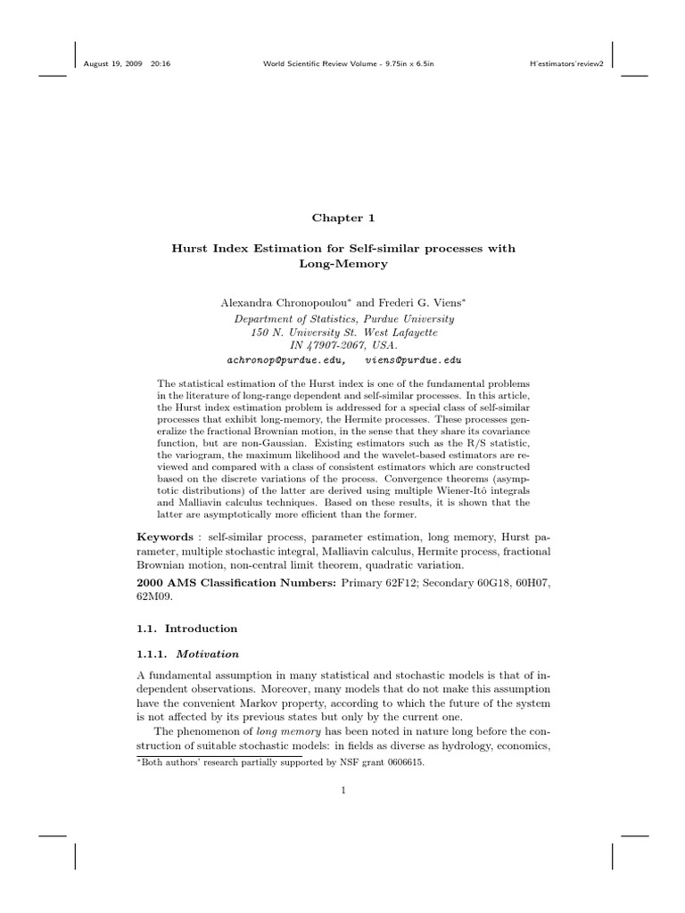 Hurst Index Estimation For Self-Similar Processes With Long-Memory ...