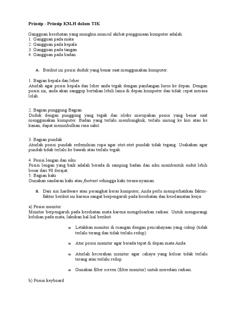 Prinsip k3 PD Komputer | PDF
