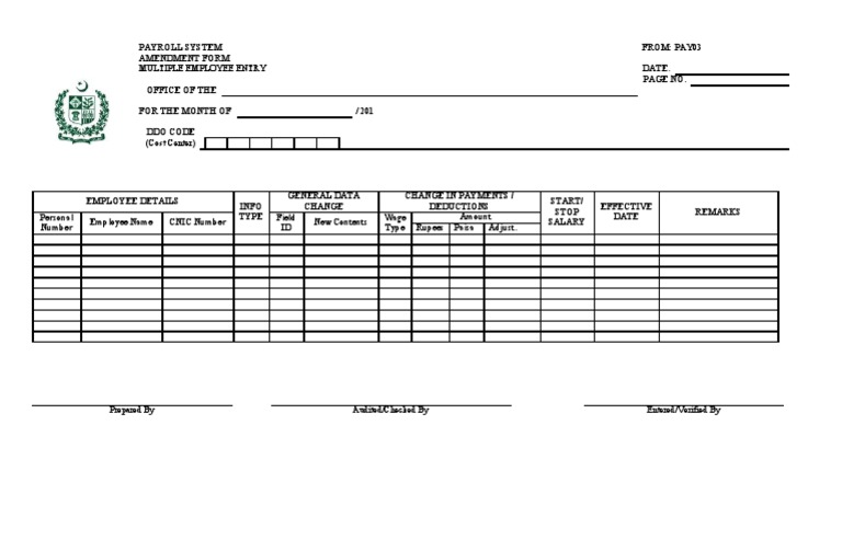 Payroll System Amendment Form - Multiple Employee Entry | PDF | Payroll ...