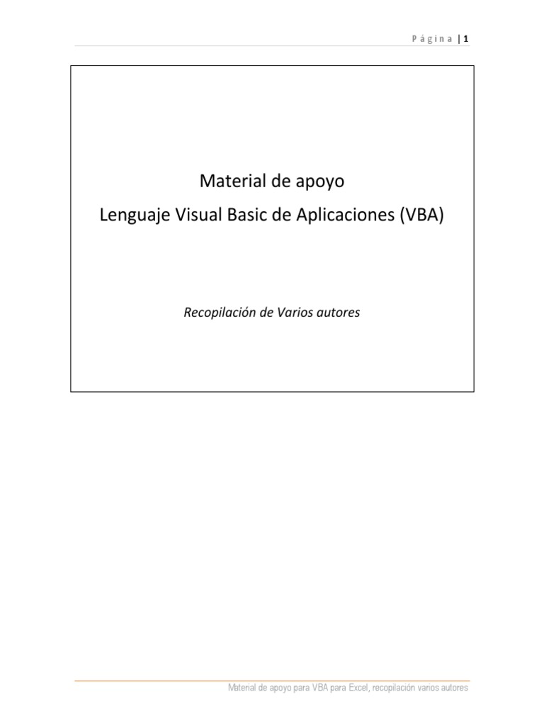 Material de Apoyo Introduccion VBA | PDF | Objeto (informática) | Básico