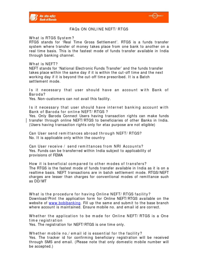 Bob Neft Rtgs | PDF | Banking | Financial Technology