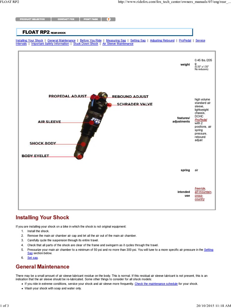 Fox Float Rp2 | PDF | Mechanical Engineering | Manufactured Goods