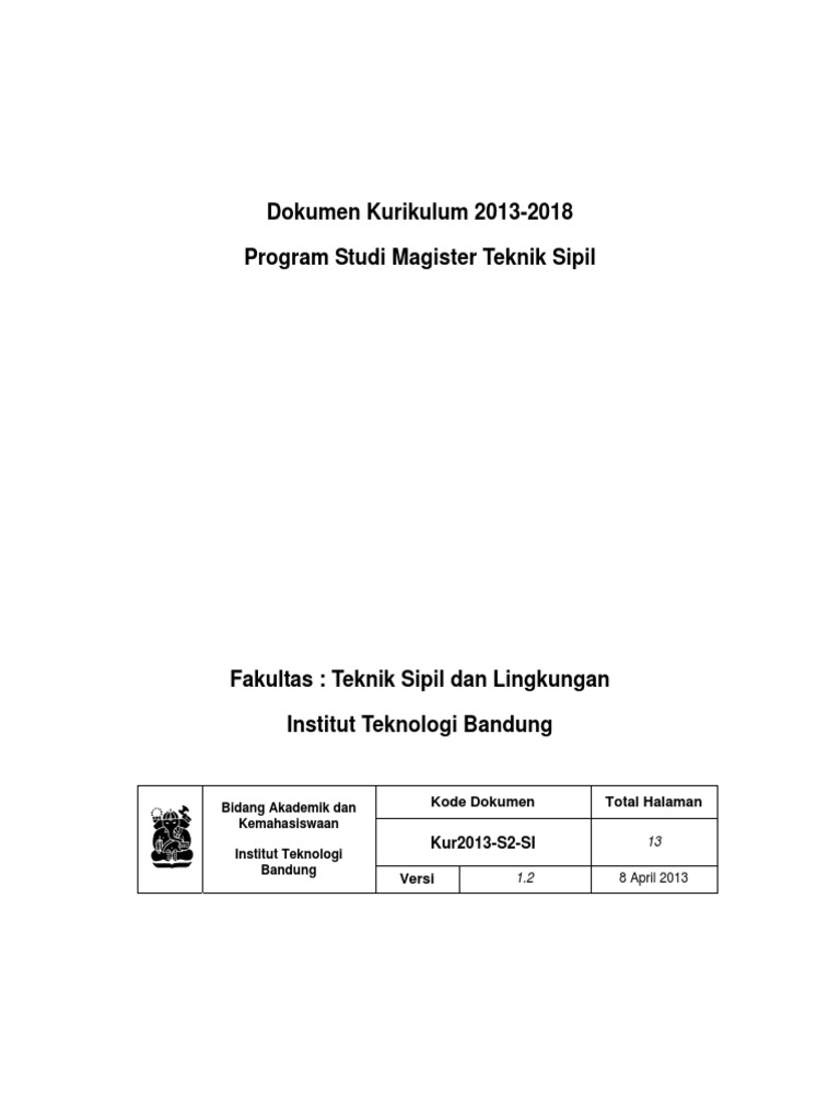 Kurikulum Induk Prodi Magister Teknik Sipil PDF | PDF