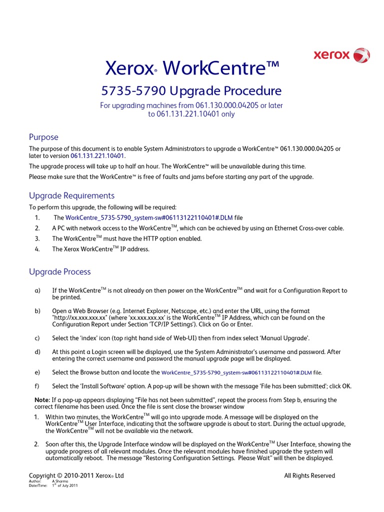 WorkCentre 5735-5790 061.131.221.10401-Upgrade v2 | PDF | Web Browser ...