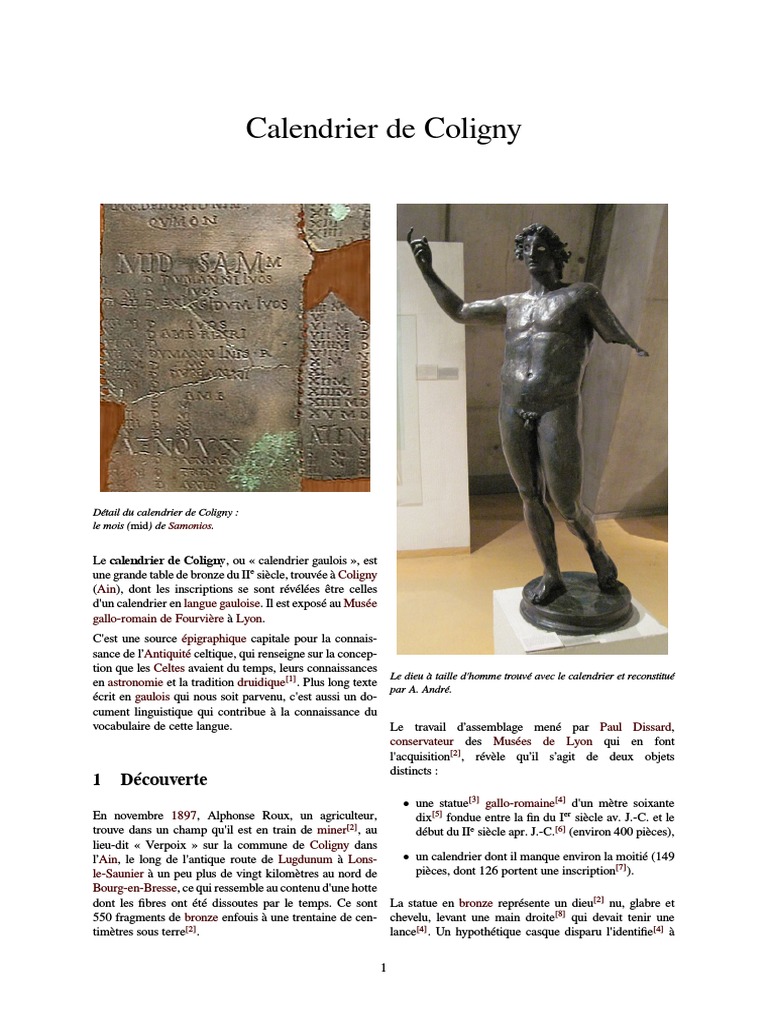 Calendrier de Coligny PDF | PDF | Celtes antiques | Celtes