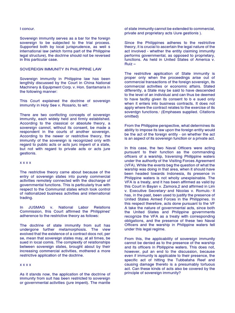 Classical Theory of State Immunity | PDF | Sovereign Immunity | Sovereignty