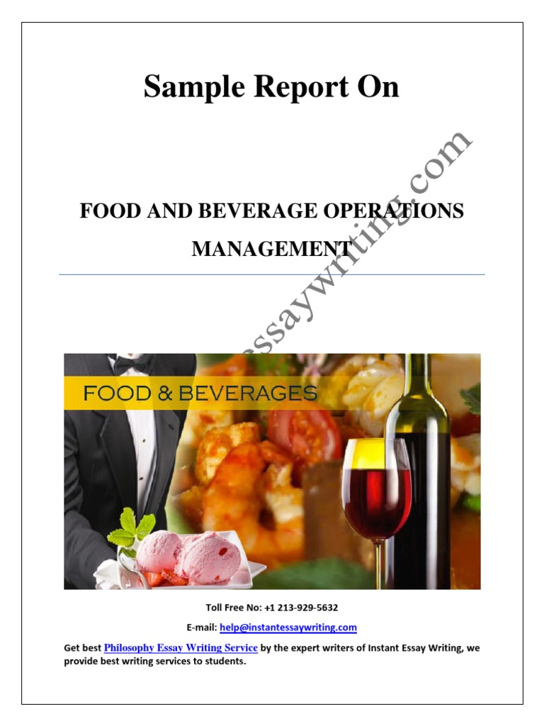 Sample Report On Food and Beverage Operations Management by Instant ...