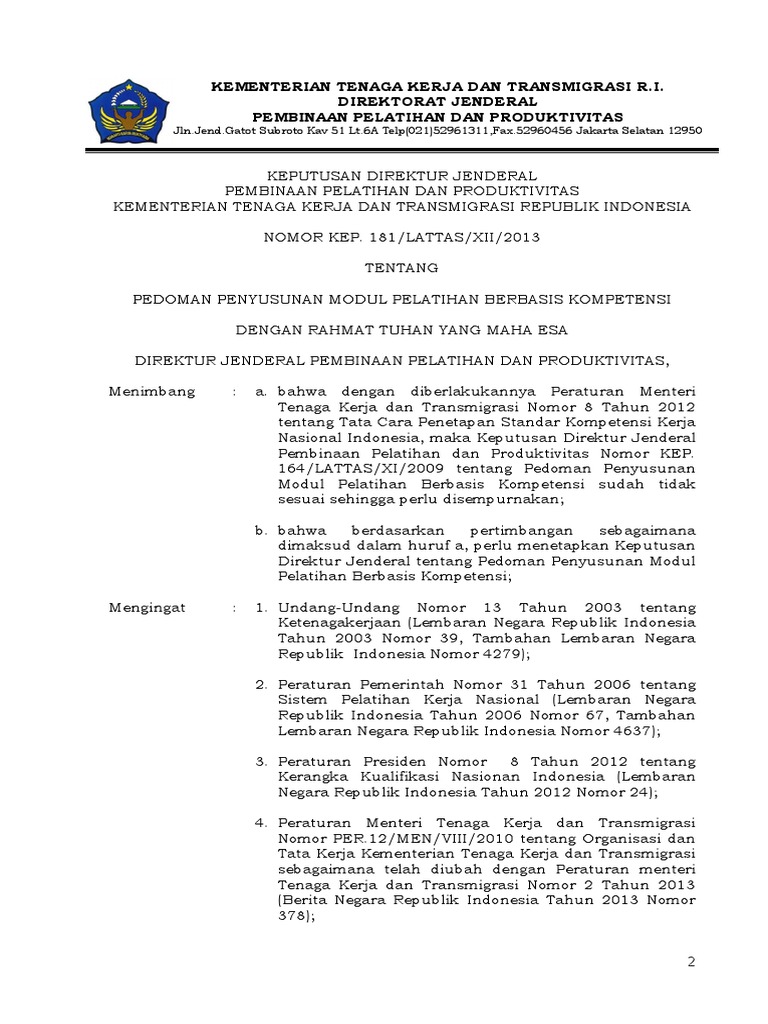 Pedoman Penyusunan Modul PBK 2013 | PDF | Karier & Perkembangan | Bisnis