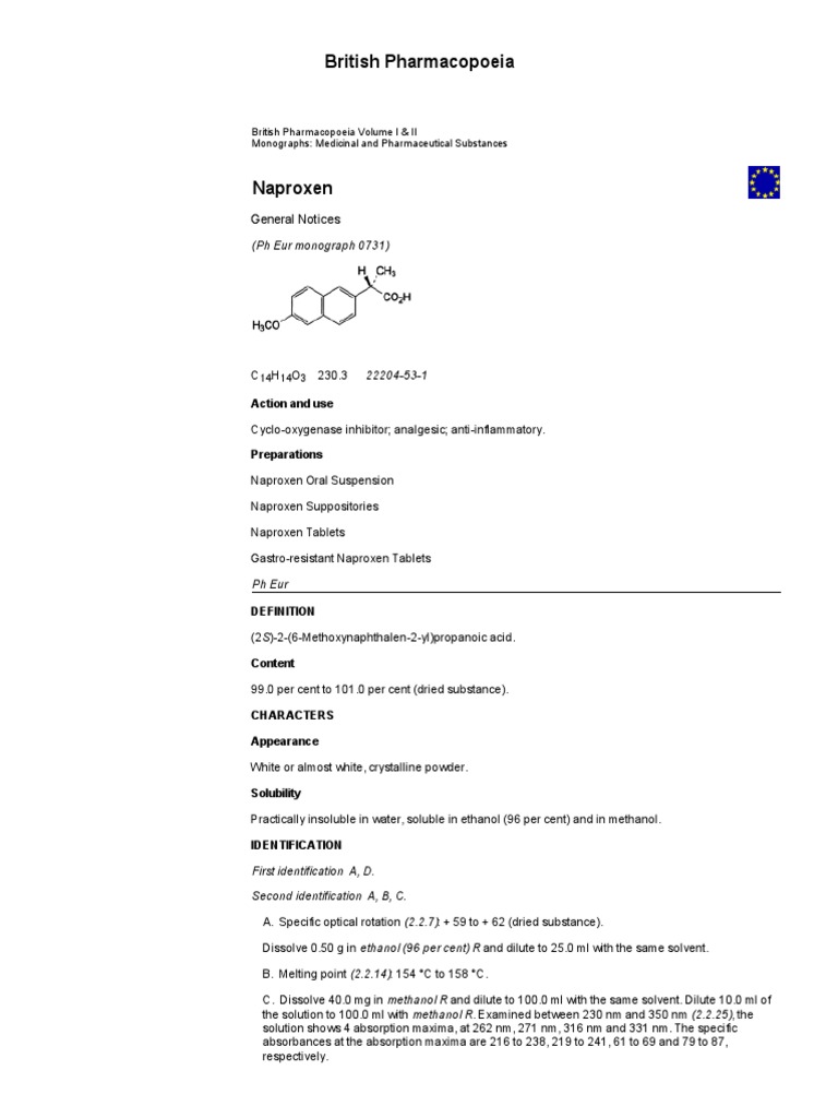 Naproxen Monograph-British Pharmacopoeia | PDF | Chromatography | Elution