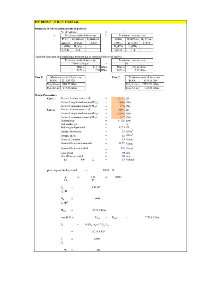 R.C.C Pedestal Design Analysis | PDF | Building Engineering ...