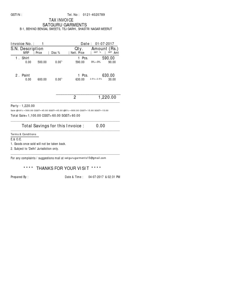 Busy Bill Format | PDF