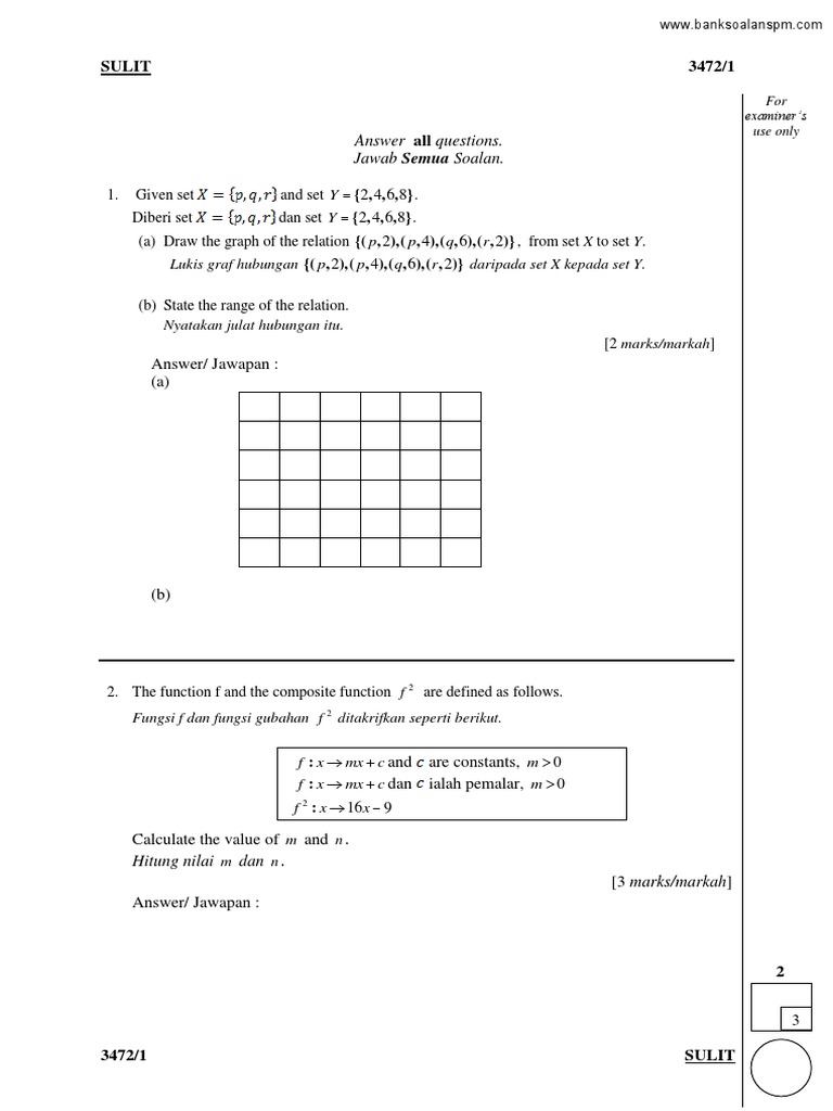 Kertas 1 Pep. Set 7 SPM 2016 - Soalan | PDF | Quadratic Equation ...