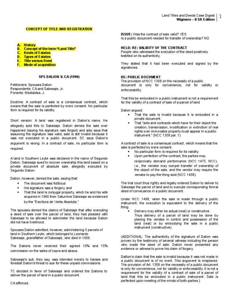 Land Titles and Deeds Complete Compilation of Cases | Foreclosure | Deed