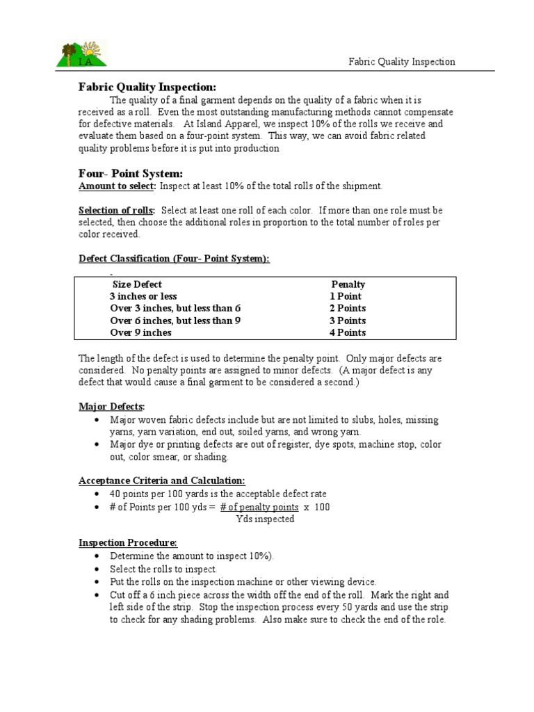 Fabric Quality Control | PDF