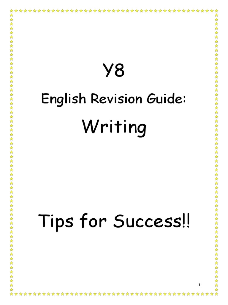 Y8 English Revision Guide | PDF | Educational Assessment | English Language