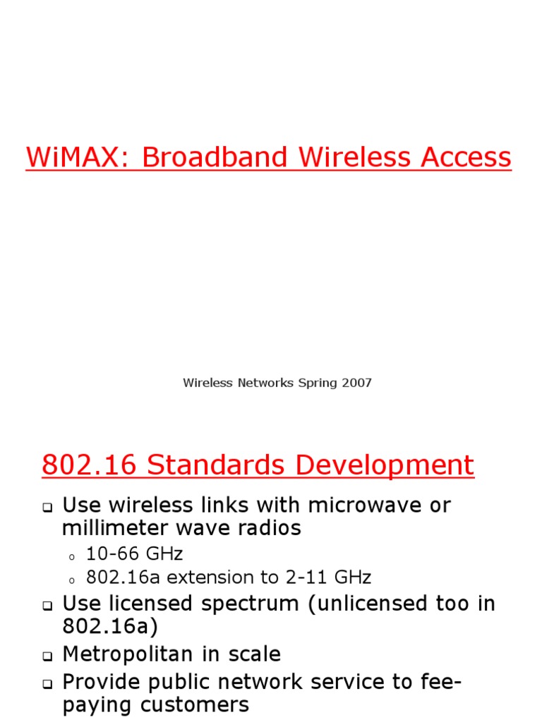 Wimax: Broadband Wireless Access | PDF | Duplex (Telecommunications) | Channel Access Method