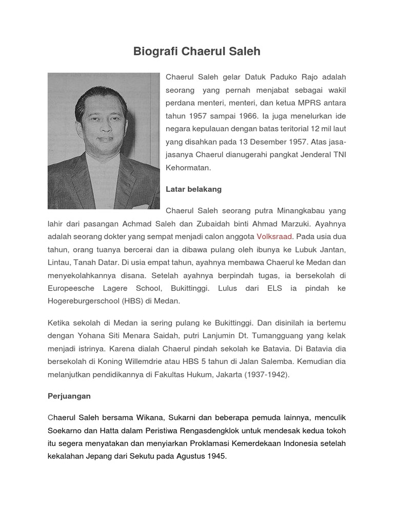 Biografi Chaerul Saleh | PDF