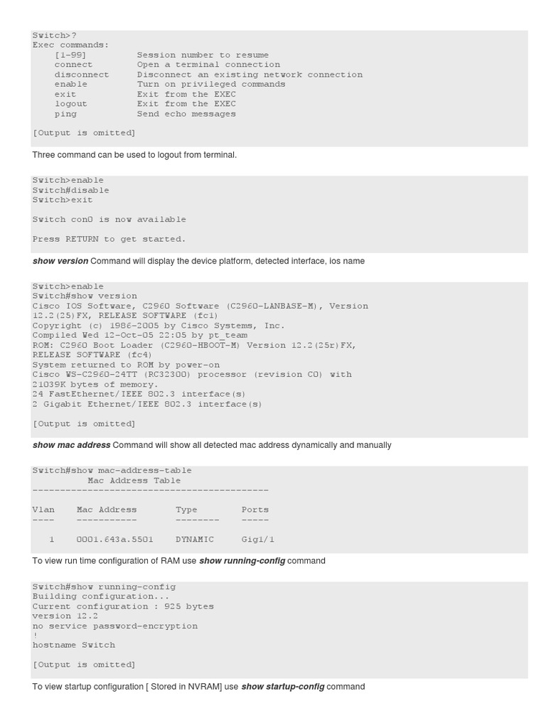 Cisko Switch Komande | PDF | Network Switch | Booting