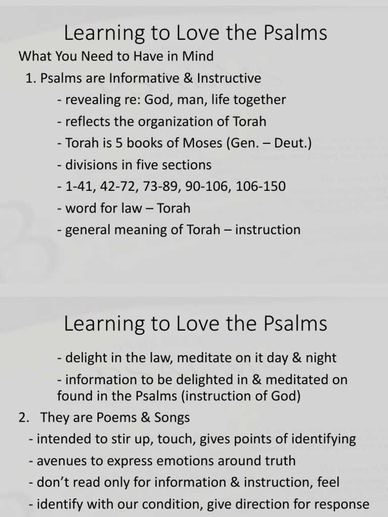 Learning To Love Psalms-Psalm1 | PDF | Sin | Theology