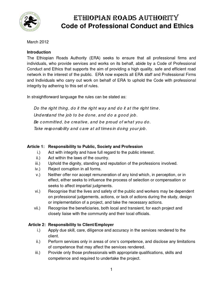 ERA Code of Professional Conduct | PDF | Competence (Human Resources ...