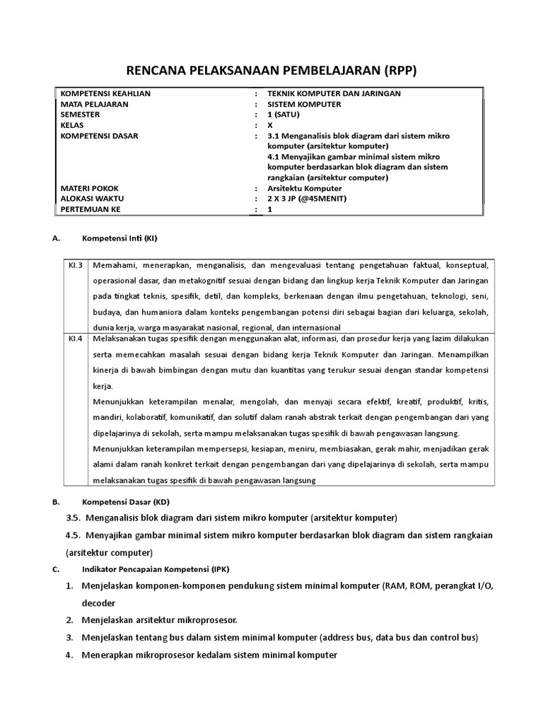 Contoh RPP K13 | PDF | Komputer