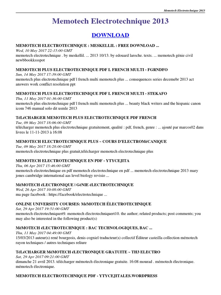 Memotech | PDF | Électromagnétisme | Électricité