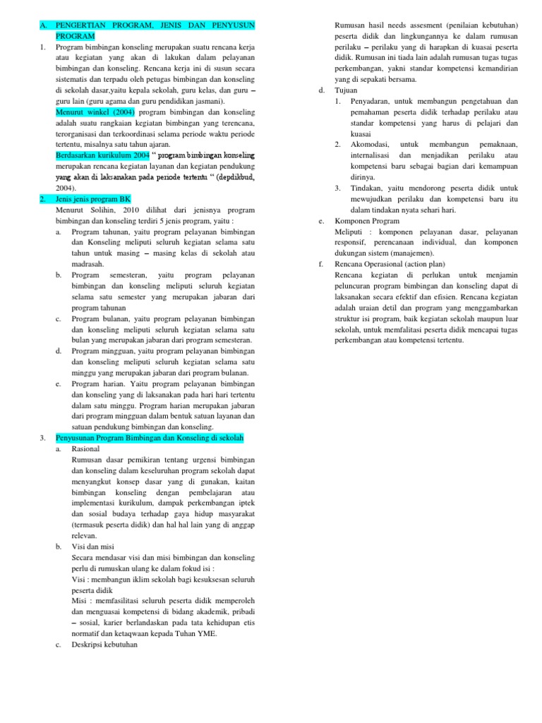 Jenis dan Penyusunan Program BK Sekolah | PDF | Karier & Perkembangan