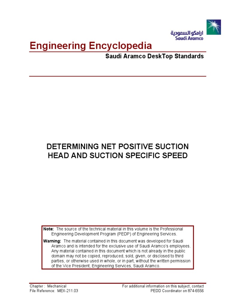 Determing Net Positive Suction Head and Suction Specific Speed | PDF ...