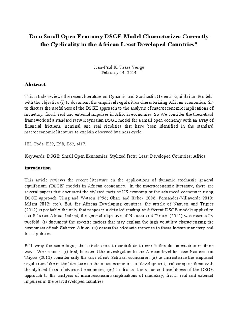 DSGE Africa | PDF | New Keynesian Economics | Business Cycle