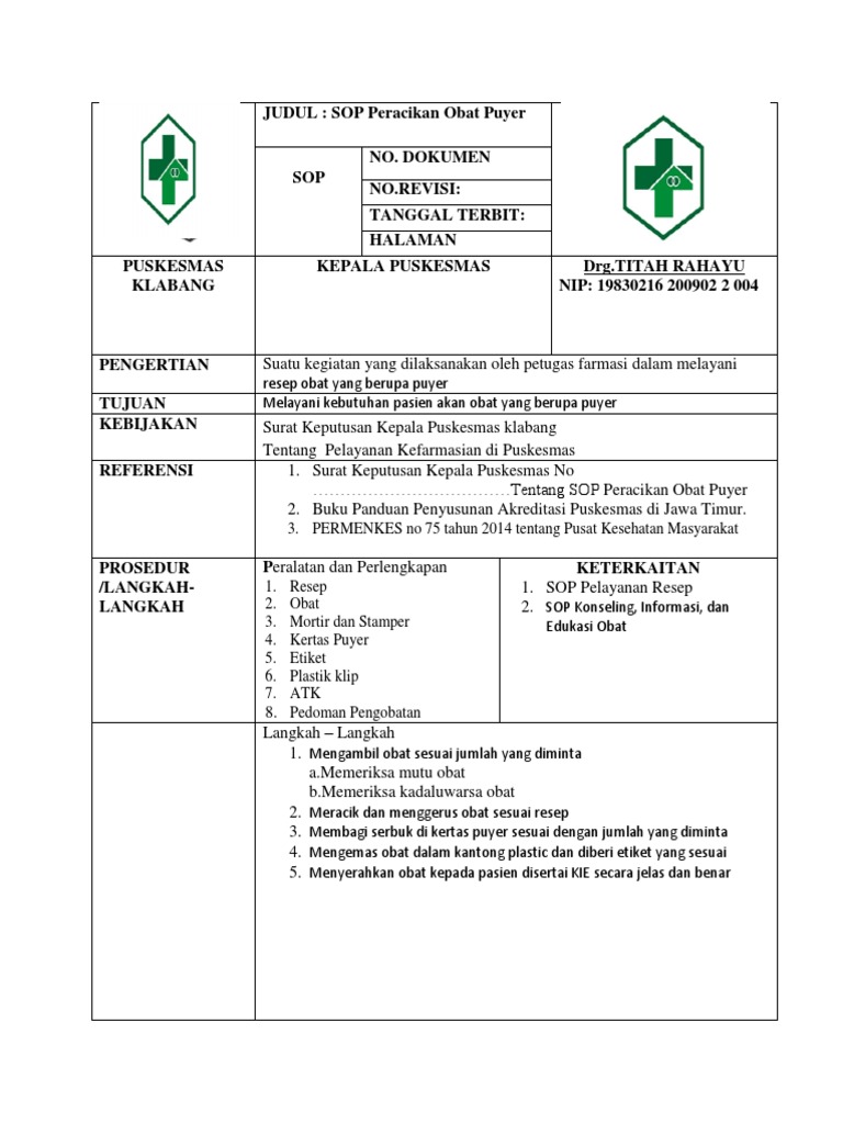Prosedur Peracikan Obat Puyer | PDF