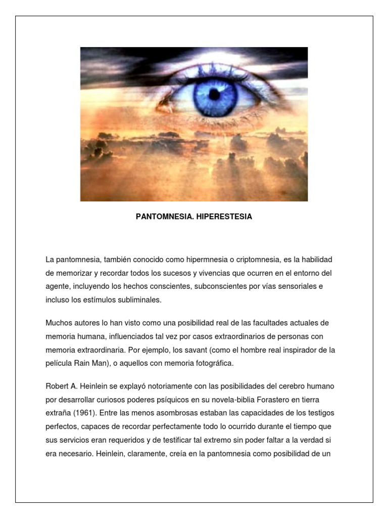Hiperestesia y Pantomnesia: Definición y Ejemplos | PDF | Percepción ...
