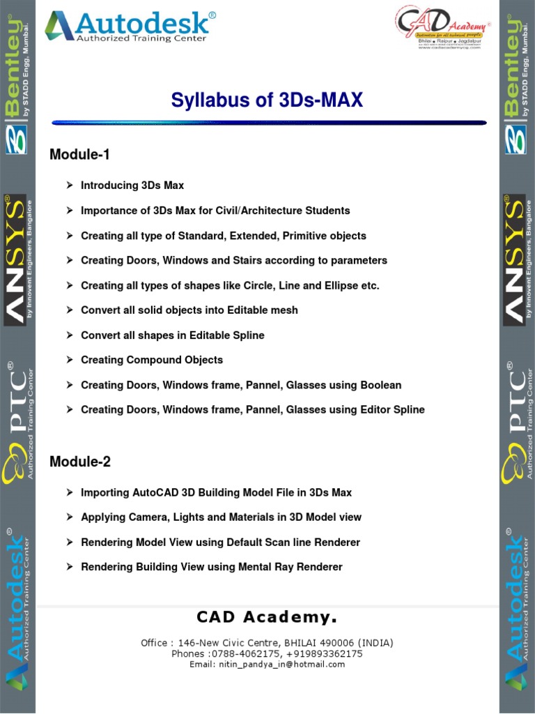 Syllabus 3Ds MAX | PDF | Autodesk 3ds Max | 3 D Modeling