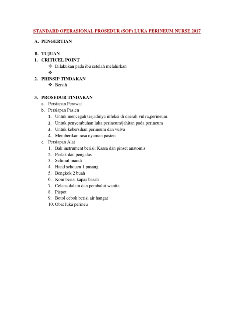 Standard Operasional Prosedur Rina | PDF