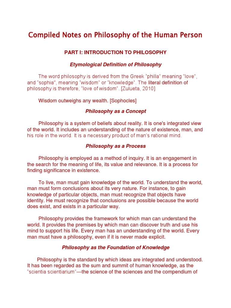 Compiled Notes On Philosophy of The Human Person | PDF | Epistemology ...