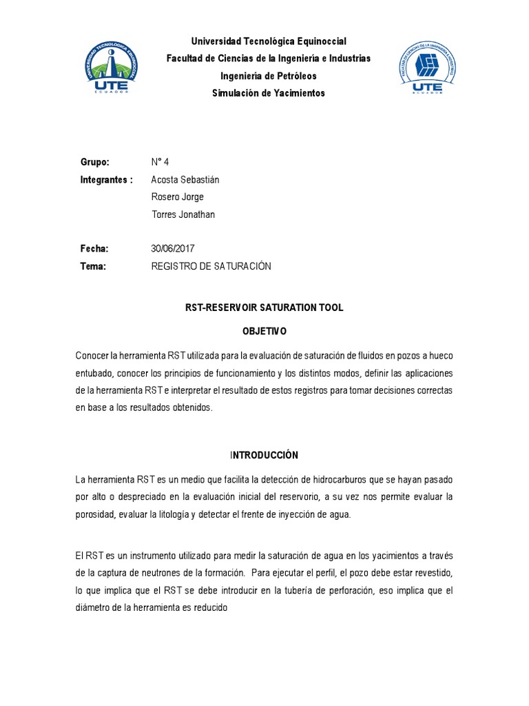 Rst-Reservoir Saturation Tool | PDF | Rayo gamma | Núcleo atómico