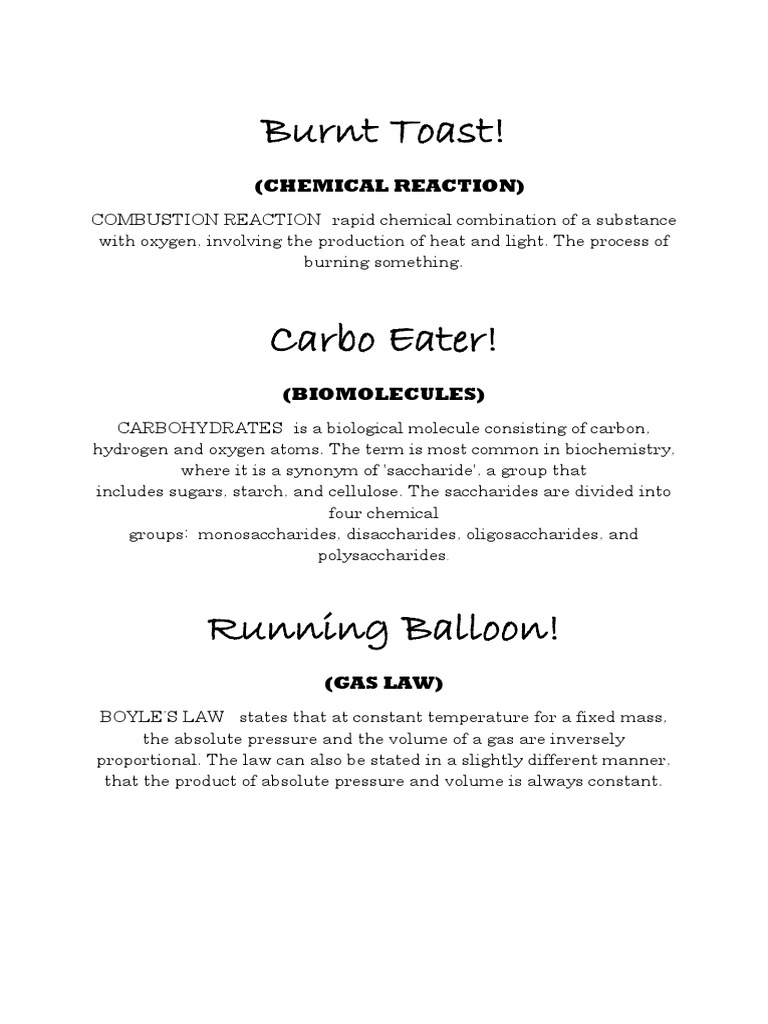 Burnt Toast!: (Chemical Reaction) | PDF