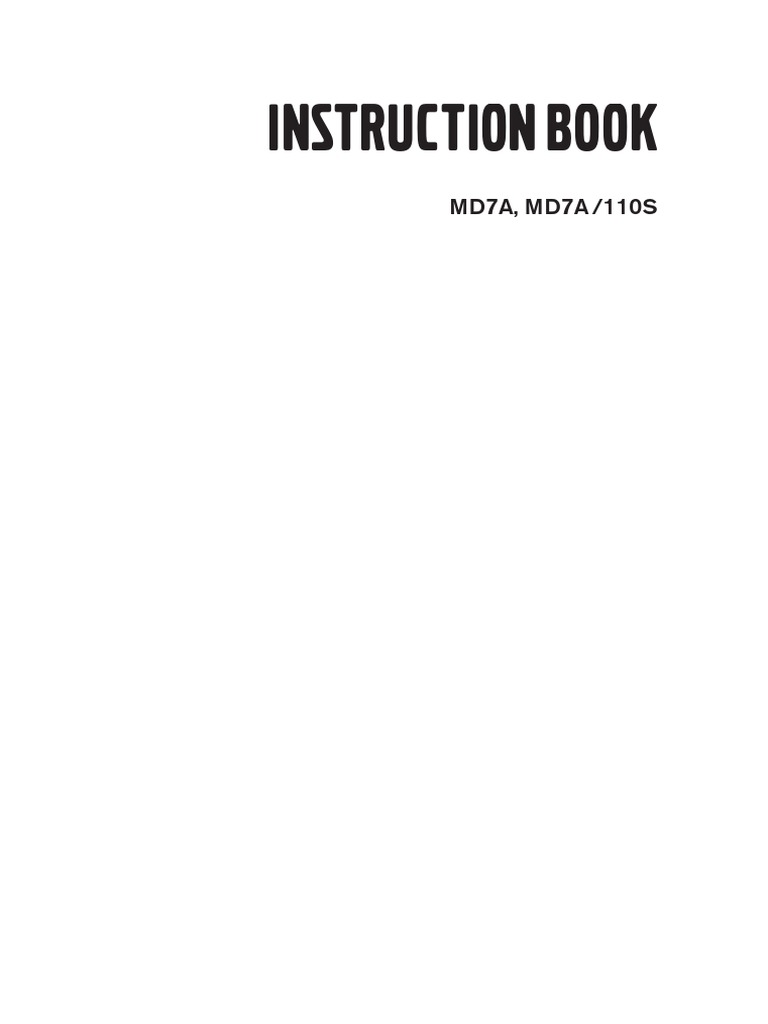 Instruction Book: MD7A, MD7A /110S | PDF