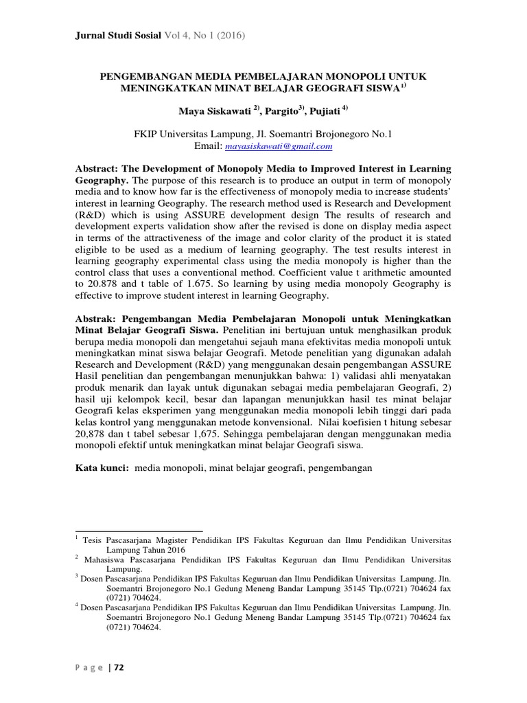 ID Pengembangan Media Pembelajaran Monopoli Untuk Meningkatkan Minat | PDF