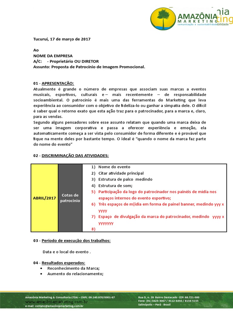 Modelo de Proposta de Evento | Marca | Marketing