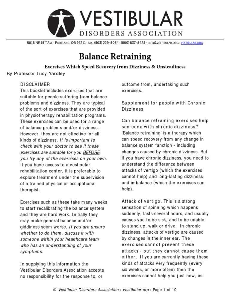 Balance Retraining Yardley | PDF | Vertigo | Clinical Medicine