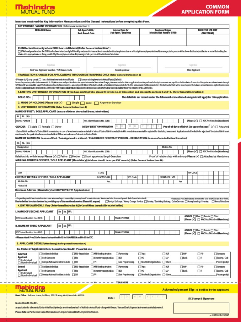 Mahindra MF Application From | PDF | Cheque | Money