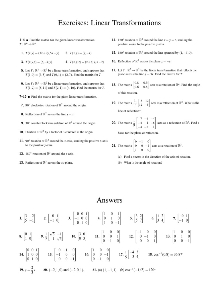 Linear Transformations Pdf Cartesian Coordinate System Functions And Mappings