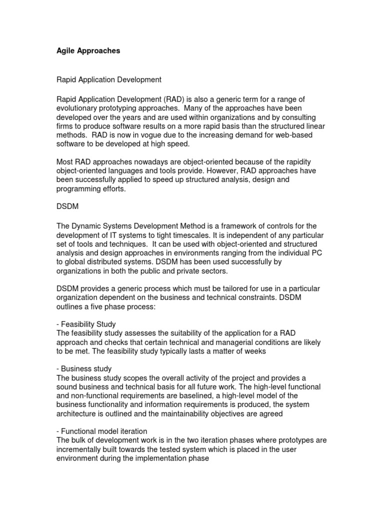 Agile Approaches: DSDM and XP Process Overview | PDF | Software Development Process | Agile ...