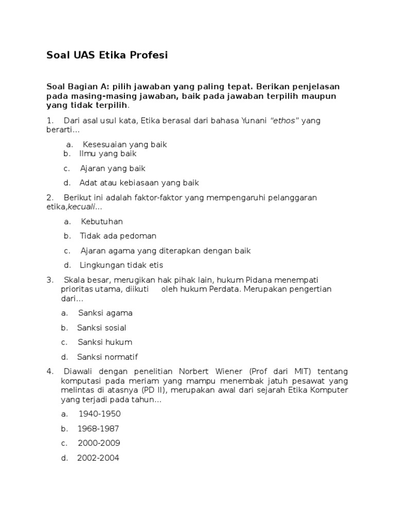 Soal UAS Etika Profesi | PDF
