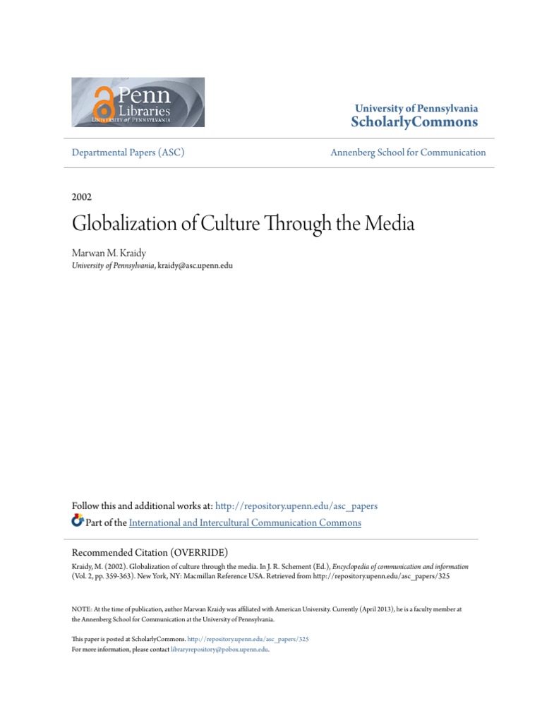 Globalization of Culture Through The Media | PDF | Globalization ...