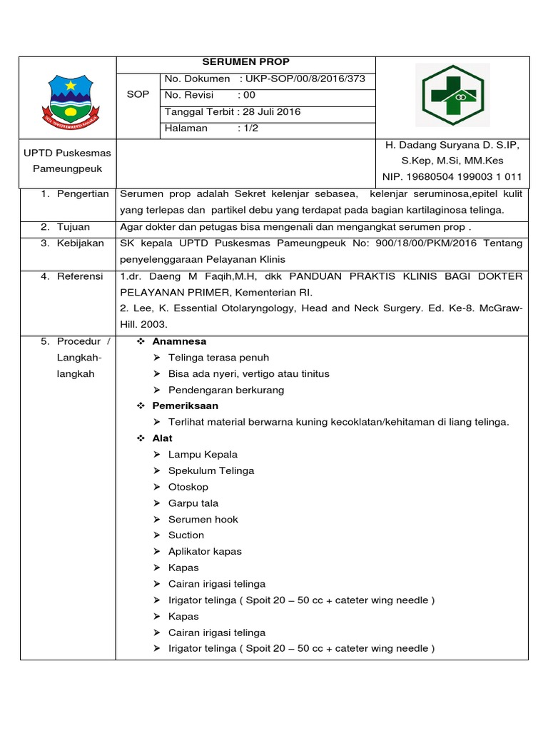Sop Serumen Prop | PDF